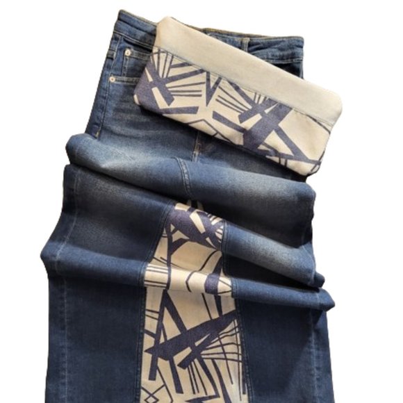 H&M | Skirts | Deconstructed Long Denim Skirt Geo Design With Matching ...